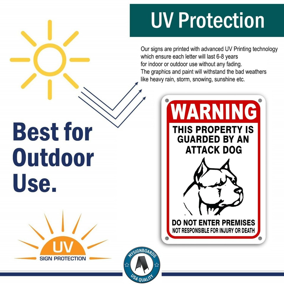 Guard Dog on Duty Signs Beware of Dog Sign Dogs Will Bite Attack Dog 7 ...