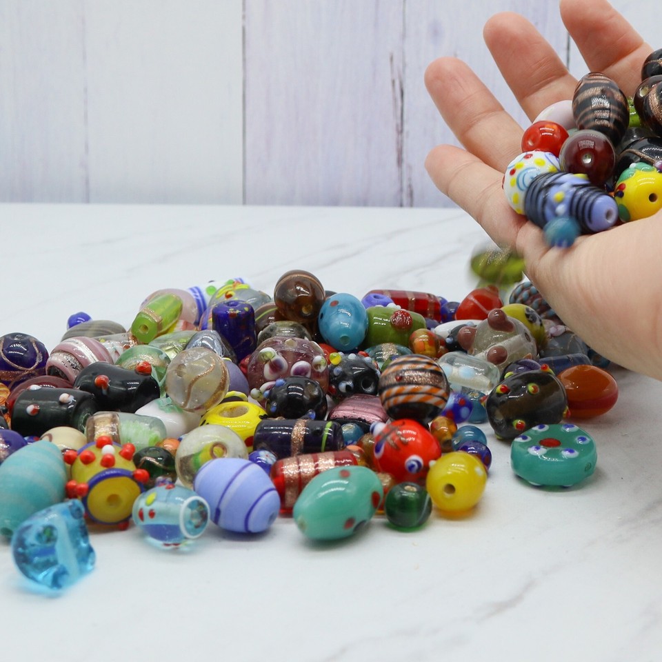FunWeevz Assorted Glass Beads for Jewelry Making Adults, Large and ...