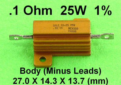 Dale .1 Ohm 25W 1% Wirewound Power Resistor wBuilt-In Heat Sink Axial ...