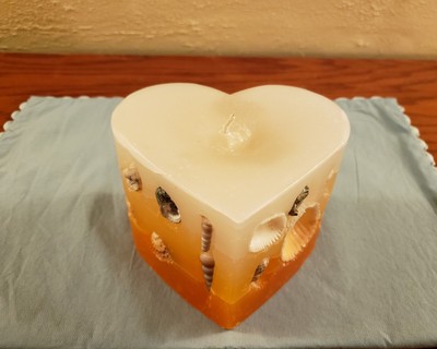 Vintage Heart Shaped Sea Shell Nautical Hand Crafted Candle Art Large ...