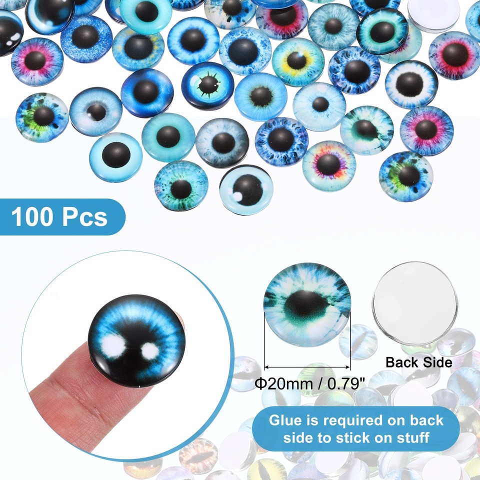 20mm Dragon Eyes, 100Pcs Round Glass Eyes Animals Eyes, Blue Tone | eBay UK