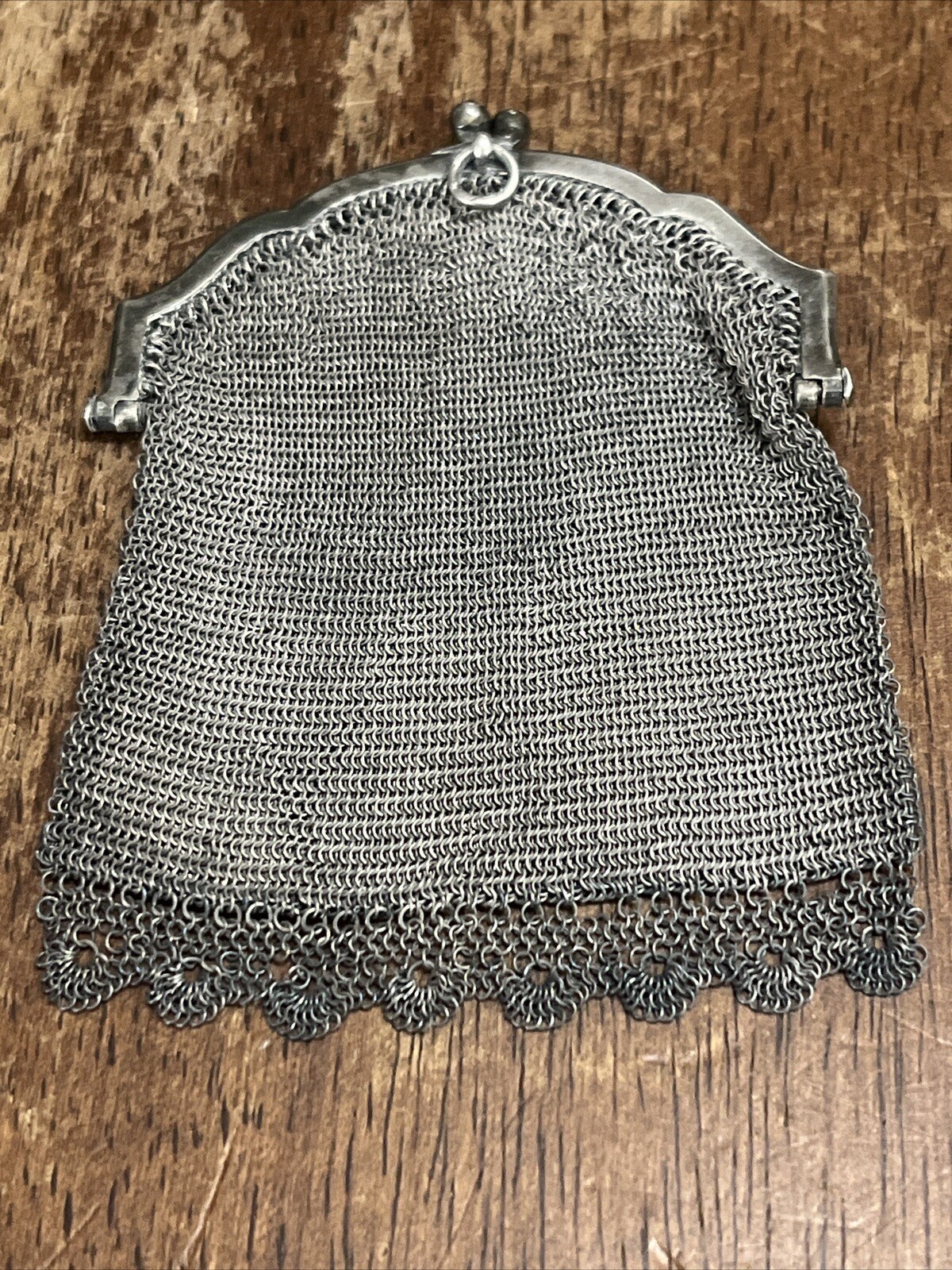 RARE ART DECO Antique Silver Mesh Coin Purse 800 - Gem