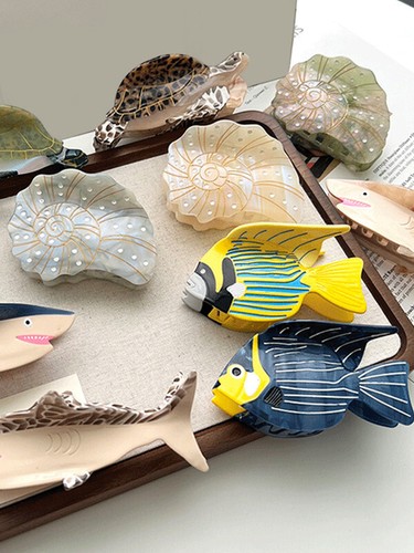 Ocean Series Hair Claw Clip Oyster Conch Shark Ponytail Clip Starfish ...
