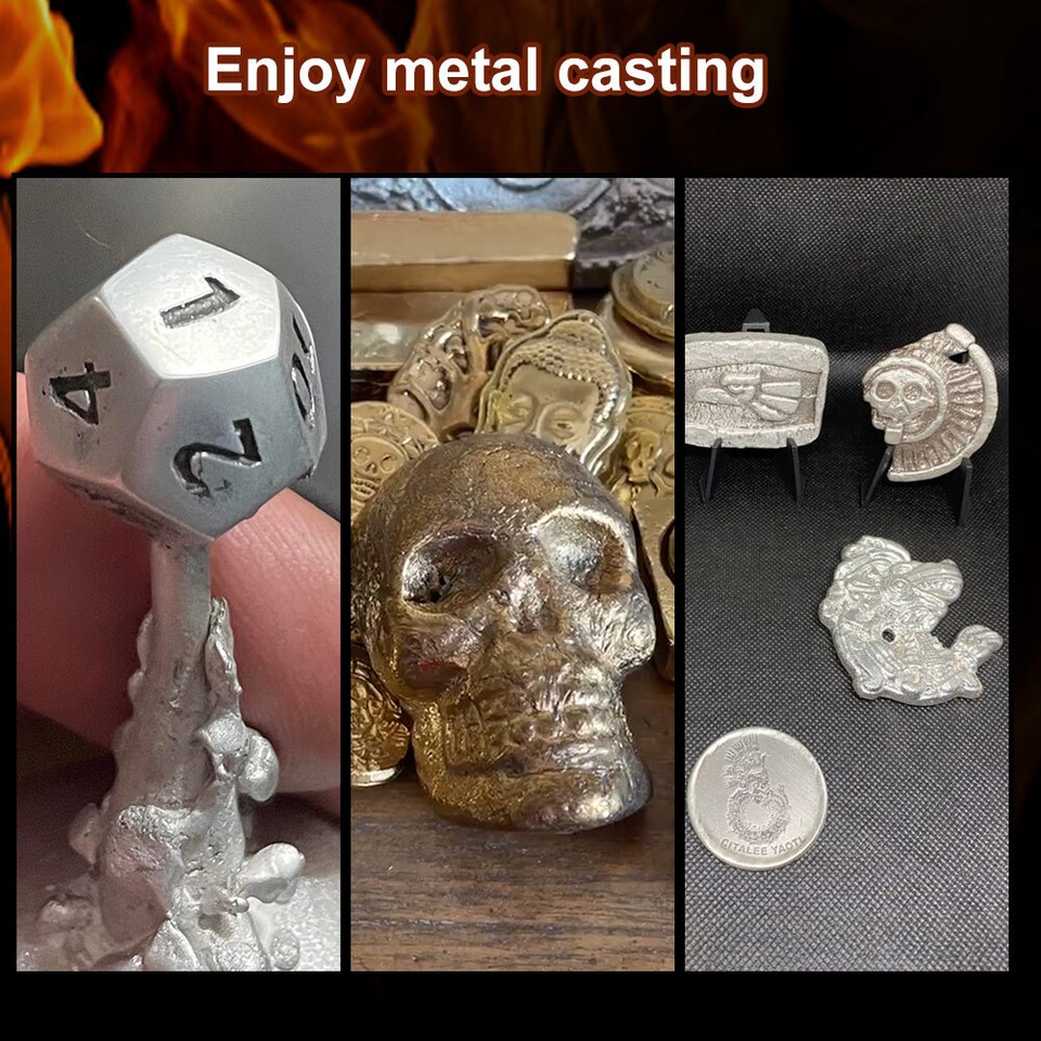 3KG Metal Melting Furnace Gold Silver Aluminum Copper Smelter w ...