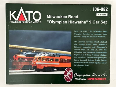 KATO N 106-082 Milwaukee Road Olympian Hiawatha CAR PASS. SET W/DISPLAY ...
