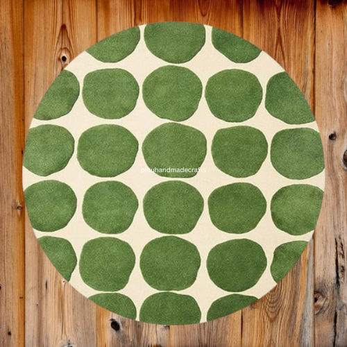 Green Round Wool Rug, 5x5ft Tufting Rug, Round Wool Tufted Rug for ...