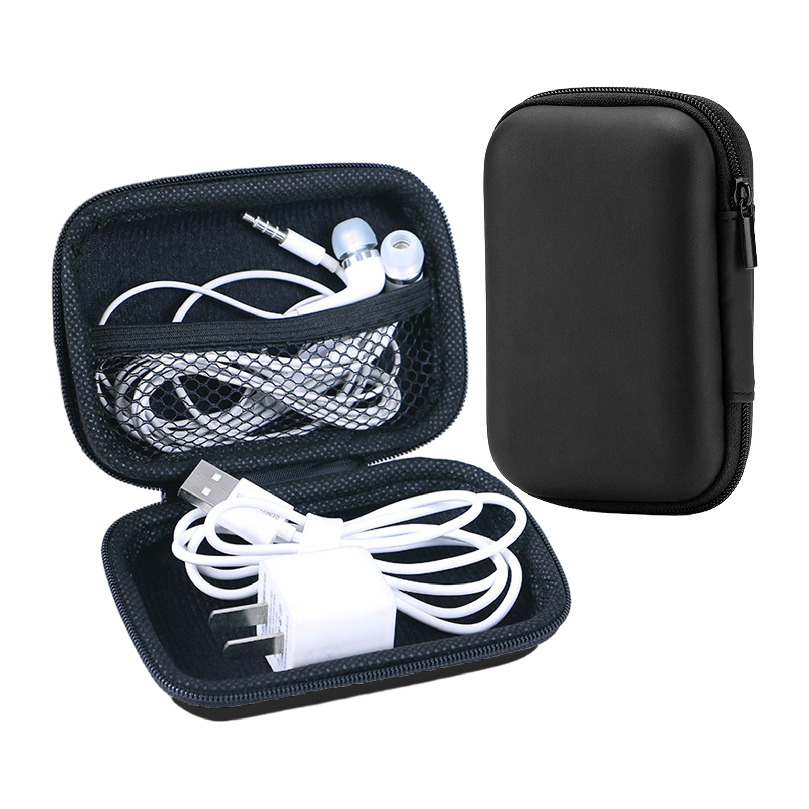 Portable Small Storage Bag Earbud Case Carrying Square Travel PU ...