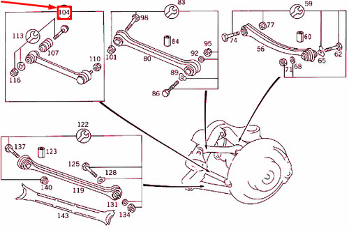 NEW MERCEDES-BENZ E W124 REAR AXLE TIE ROD PARTS KIT A2103502153 OEM NO ...