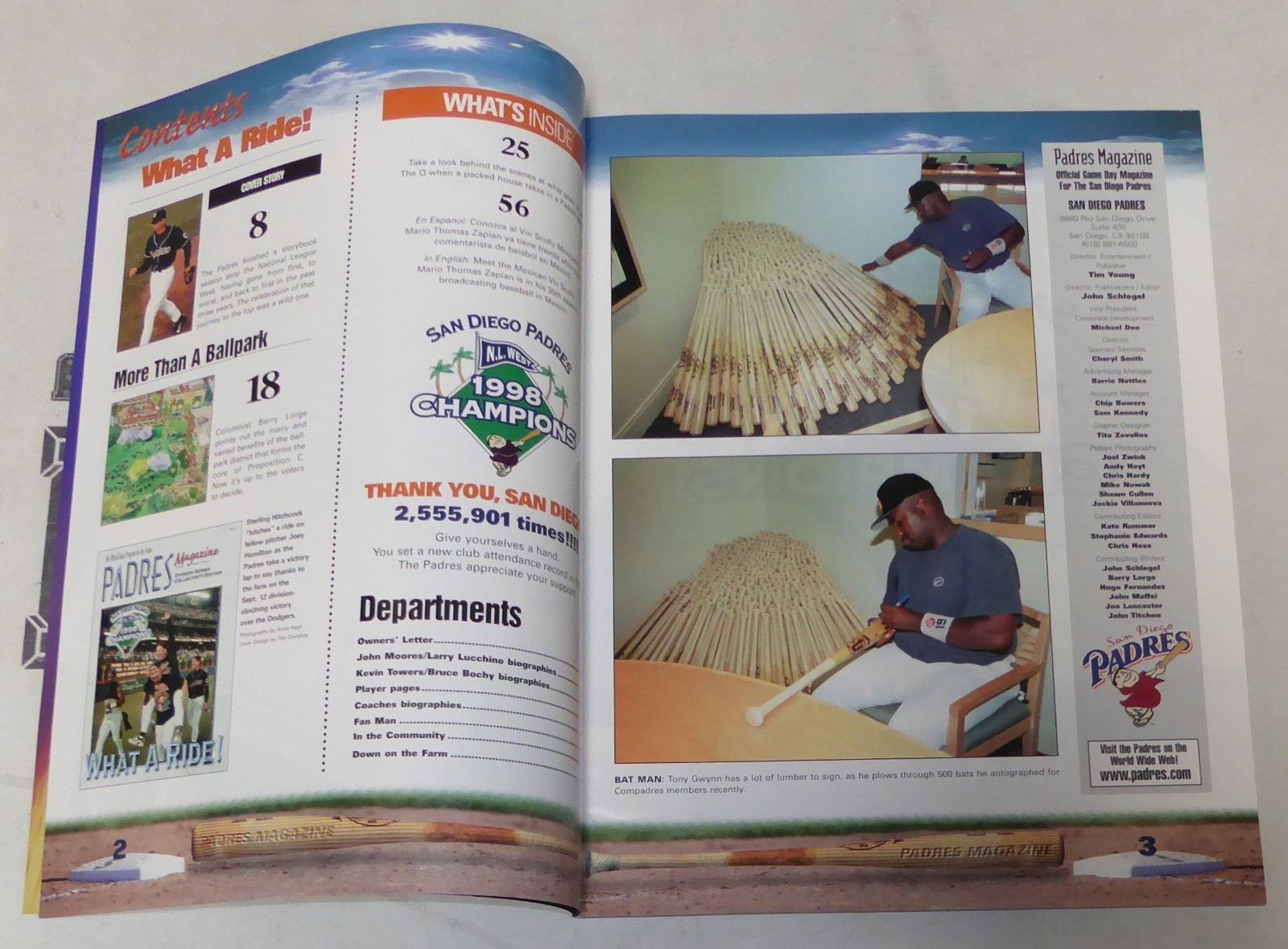 Oct 1998 Padres Baseball Magazine Program Greg Vaughn Sterling ...