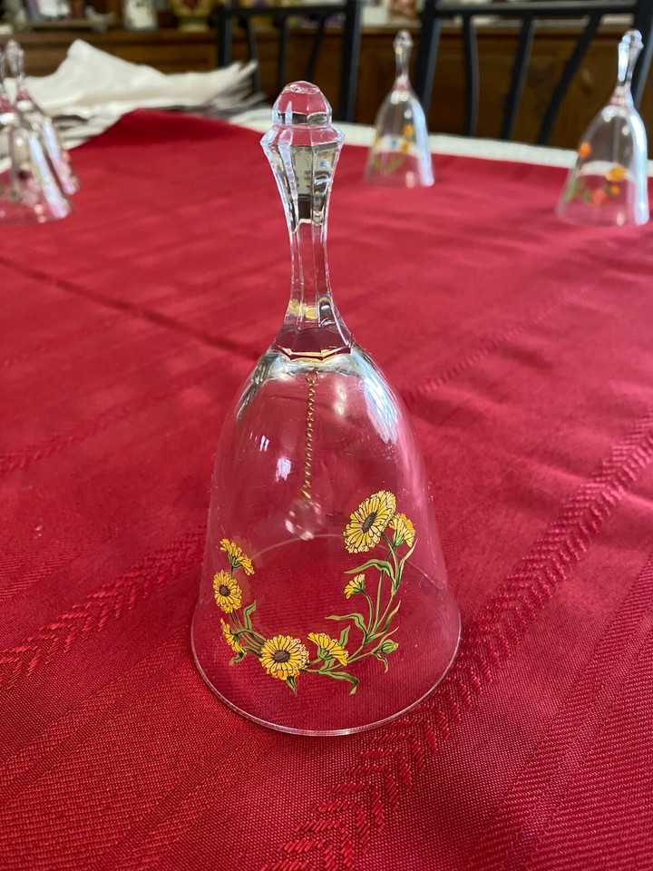 Avon Crystal Bells 24% Full Lead, Full set of 12, Floral Themed Vintage ...