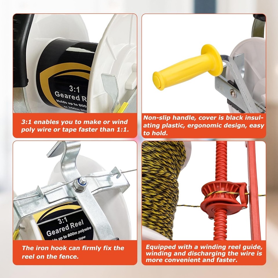 3:1 Geared Electric Fencing Reel, Electric Fence Wire Reel, with ...