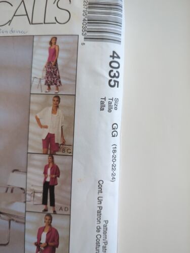 Easy McCall Sewing Pattern 4035 Misses Shirt Top Shorts Size 18-24 ...