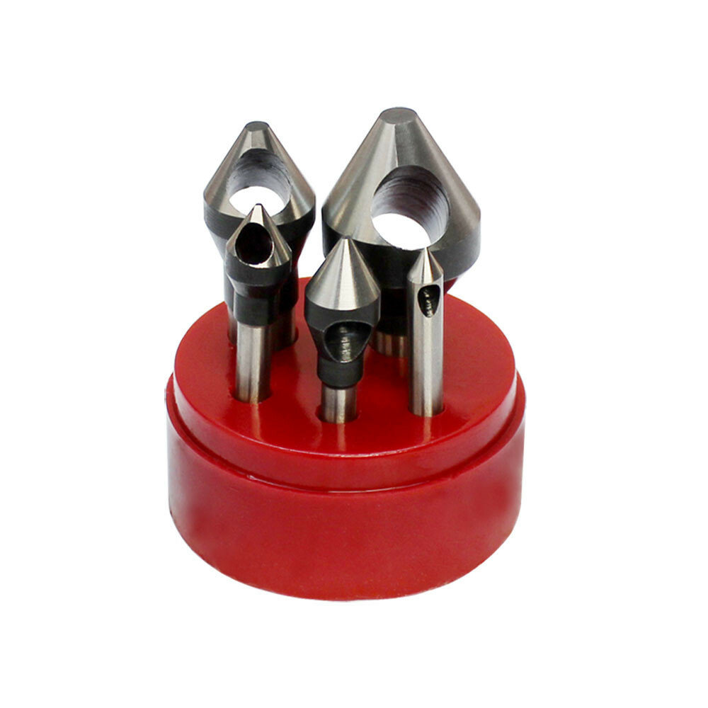5 PC HSS Countersinks & Deburring Tool Set 60 Degree Straight Shank 1/ ...