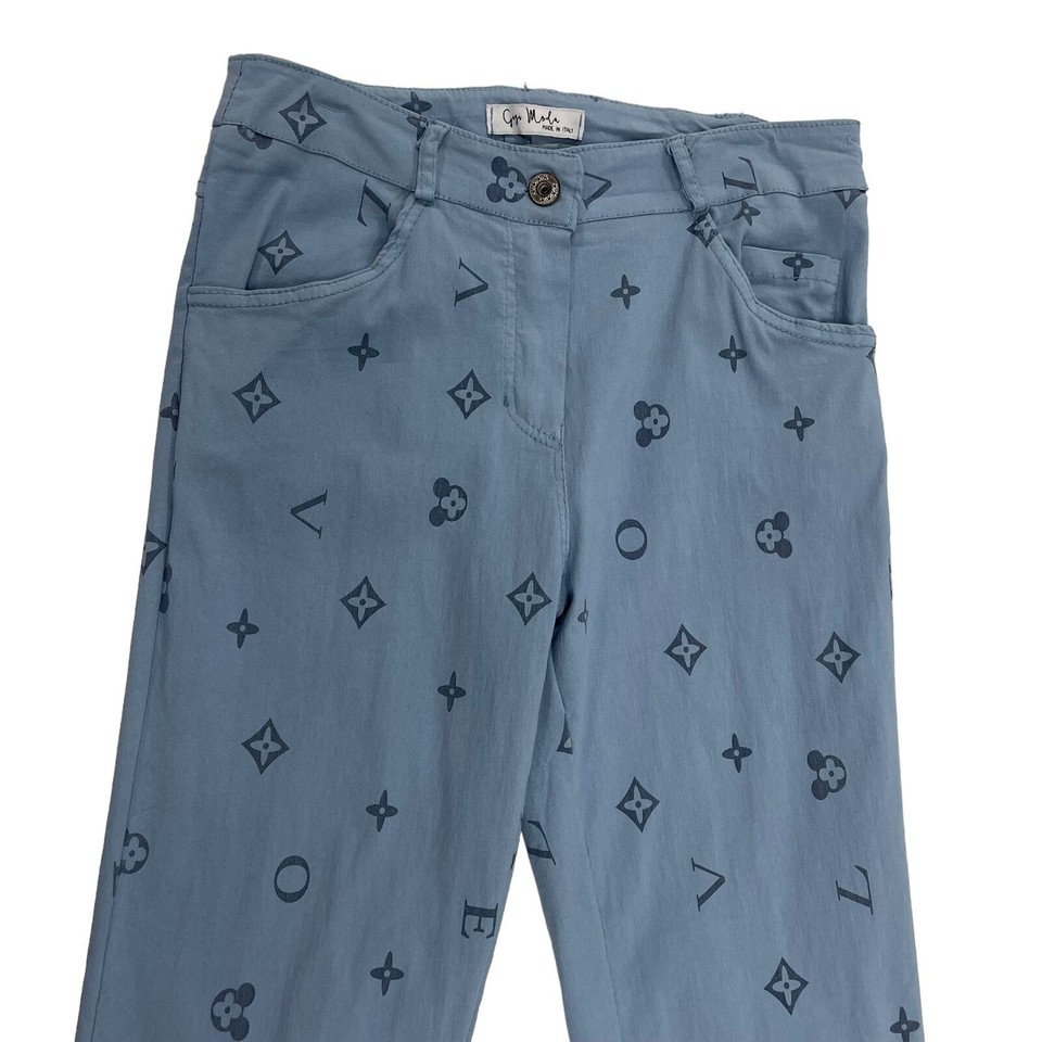 GiGi Moda Made in Italy Skinny Denim Stretch Pant Printed Logo Women's ...