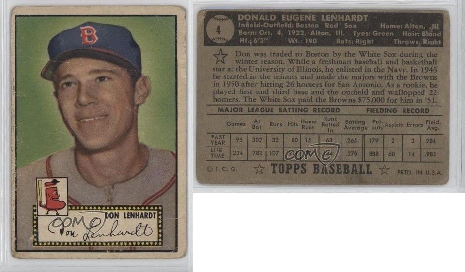 1952 Topps Don Lenhardt (Black Back) #4 06ws | eBay