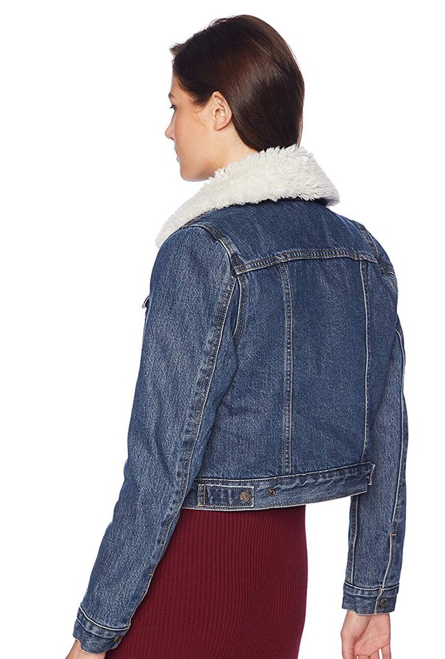 Levi's Women's Button Up Sherpa Lined Styled Denim Jean Trucker Jacket ...