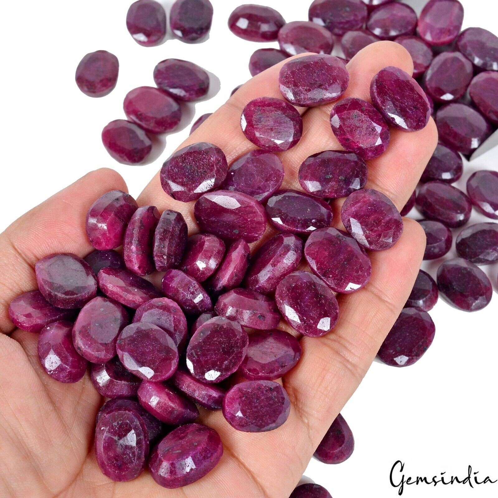 2000 Cts/102 Pcs Natural Ruby African Deep Red Huge Oval Cut Ring Size ...