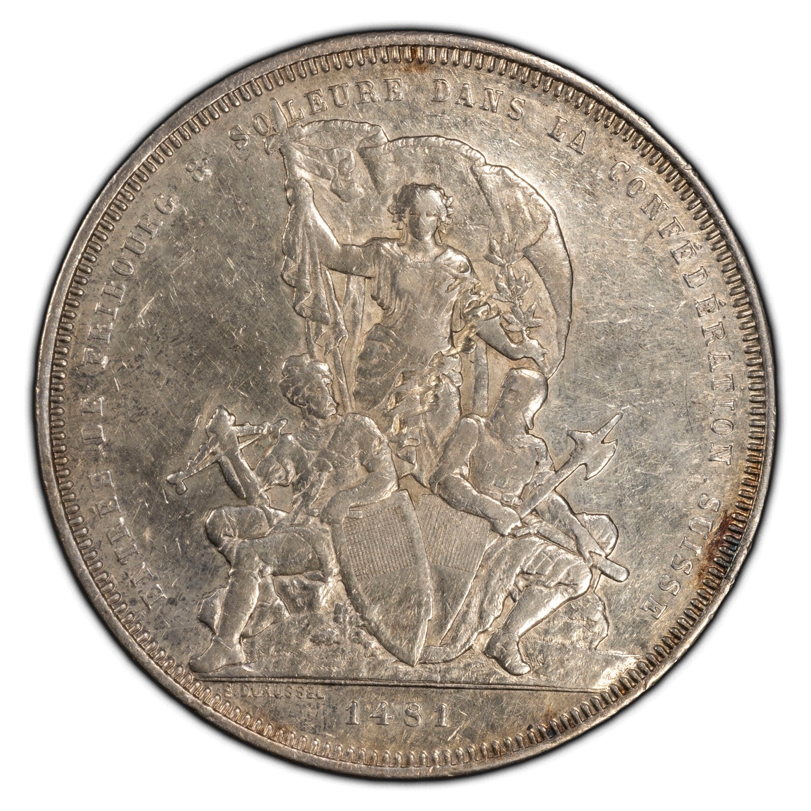 5 Franc 1881 Switzerland Shooting Taler Fribourg Silver Coin #1 | eBay