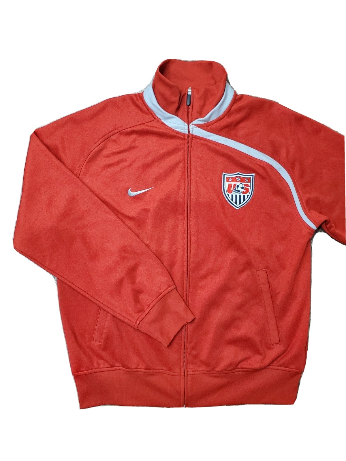 Nike Men's Red US Soccer Patch Logo Track Jacket Full Zip High Neck ...