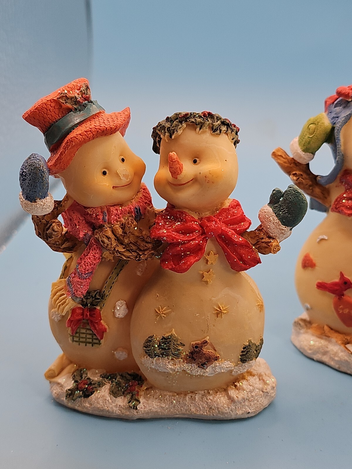 3 Cast Resin SNOWMEN 4" Tall CHRISTMAS DECORATIONS (OK) | eBay