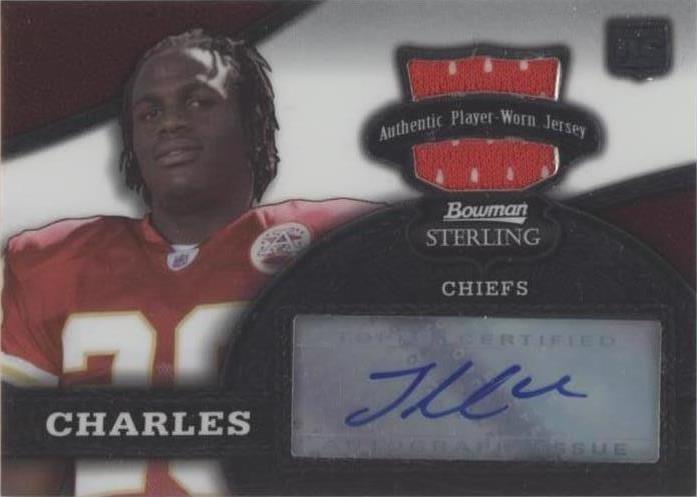 2008 Bowman Sterling - Jamaal Charles #158 Autographed Relics (AU, MEM ...