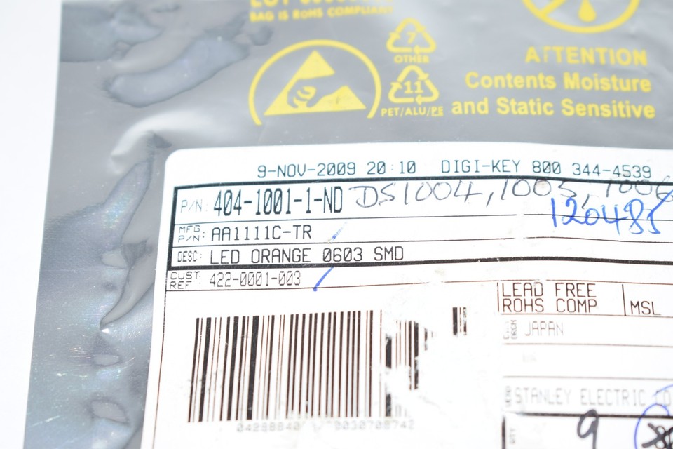 Lot of 9 NEW Stanley Electric AA1111C-TR LED ORANGE DIFFUSED 1608 SMD ...