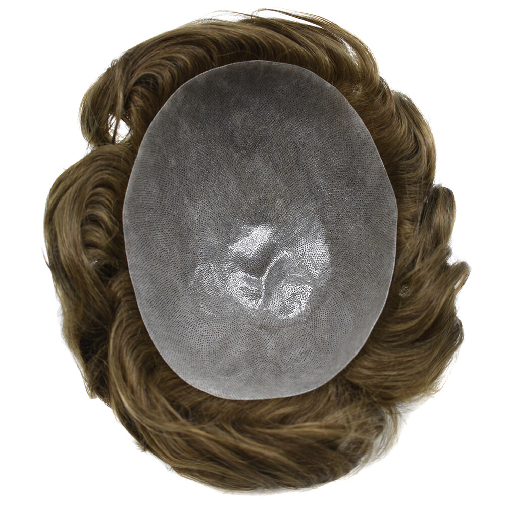 Mens Toupee Full Poly Hairpiece All Skin PU Human Hair Replacement ...