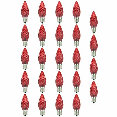 24 Pack Sunlite LED C9 0.4W Red Colored Decorative Chandelier Light ...