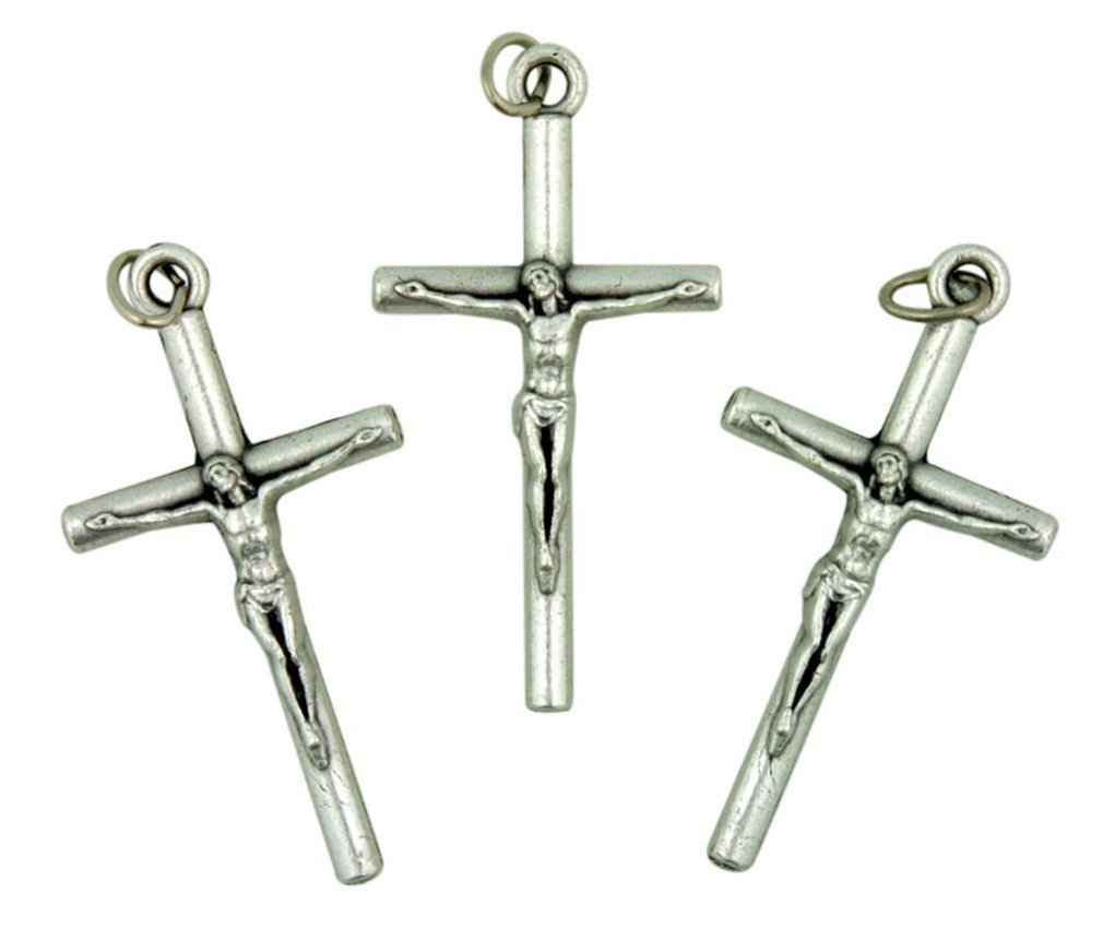 Silver Tone Crucifix Bar Cross Pendant for Rosary, Lot of 3, 1 1/2 Inch ...