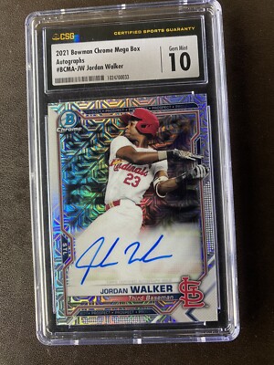 2021 Bowman Chrome Mega JORDAN WALKER Mojo Refractor Auto CSG 10 10 ...