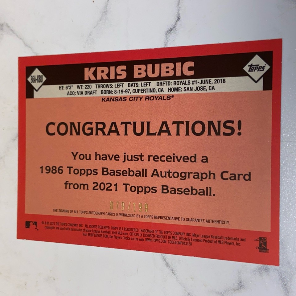 2021 Topps Series 1 Baseball Kris Bubic #86A-KBU Black Rookie RC ...