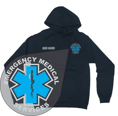 EMS EMT Paramedic Silver Reflective Hoodie Emergency Medical Navy Blue ...