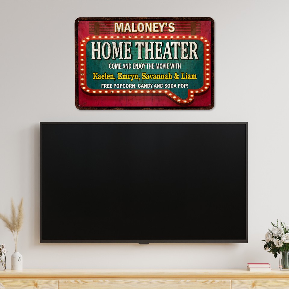 Personalized Home Theater Sign Movie Room Cinema Family Room Decor ...