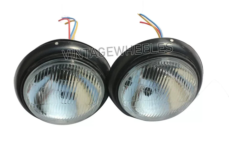 RH LH Headlight Headlamp H4 Holding Bucket Glass Beam Fit For Willys ...