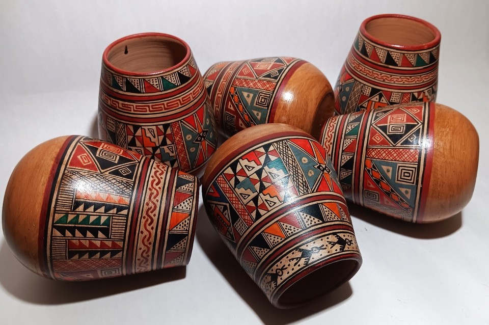 6 ~ 4" CUSCO CUPS vtg peruvian pottery vase south american tribal art ...