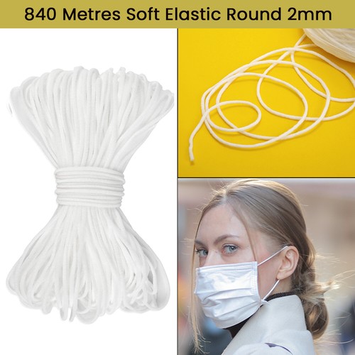 White Soft Round Elastic Cord 2mm for DIY Masks Sewing Craft 840m-2500m ...