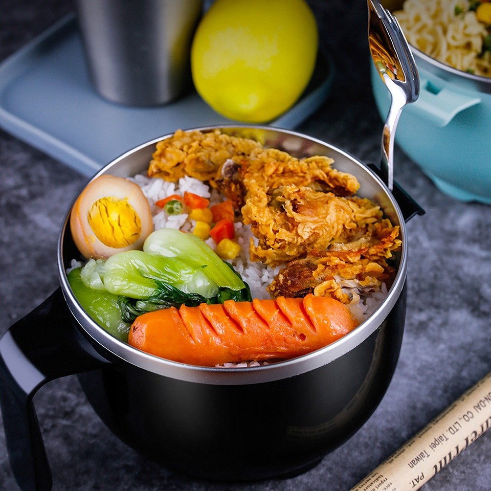 Stainless Steel Noodle Soup Bowl Instant Noodles with Lid Food ...