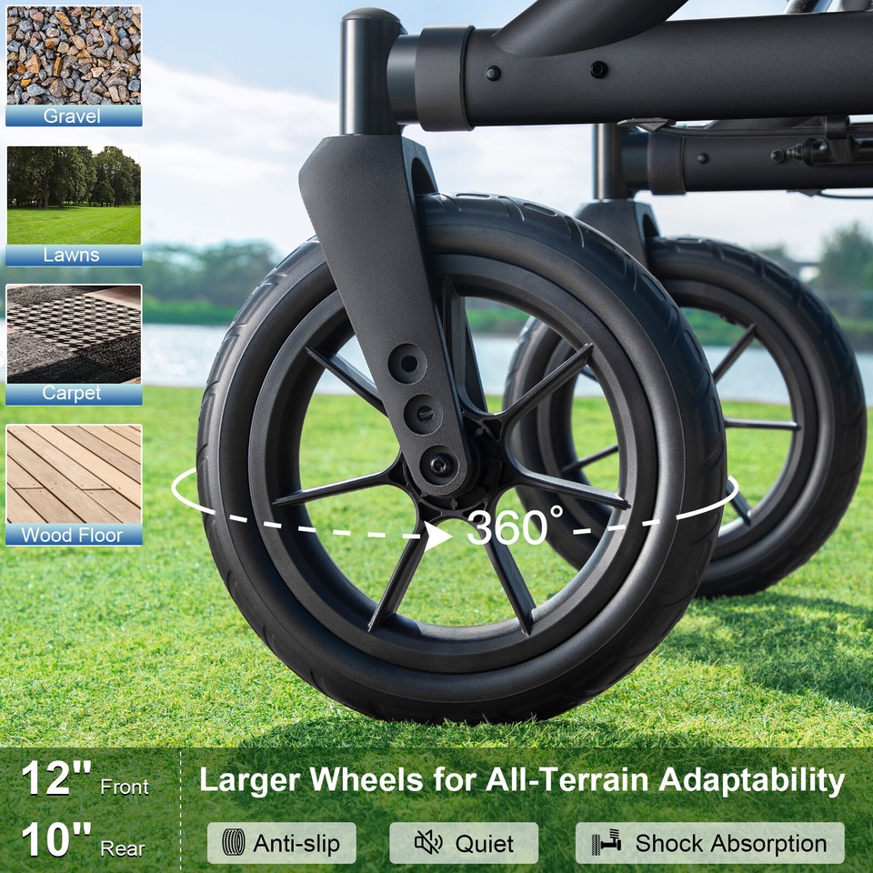 All-Terrain Rollator Walker with Non-Pneumatic Tire and 12'' Front ...