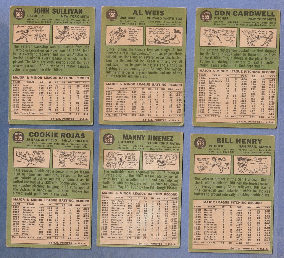 23 1967 TOPPS HIGH # LOT GD/VG tip wear- creases-clean SEE SCANS F/B | eBay