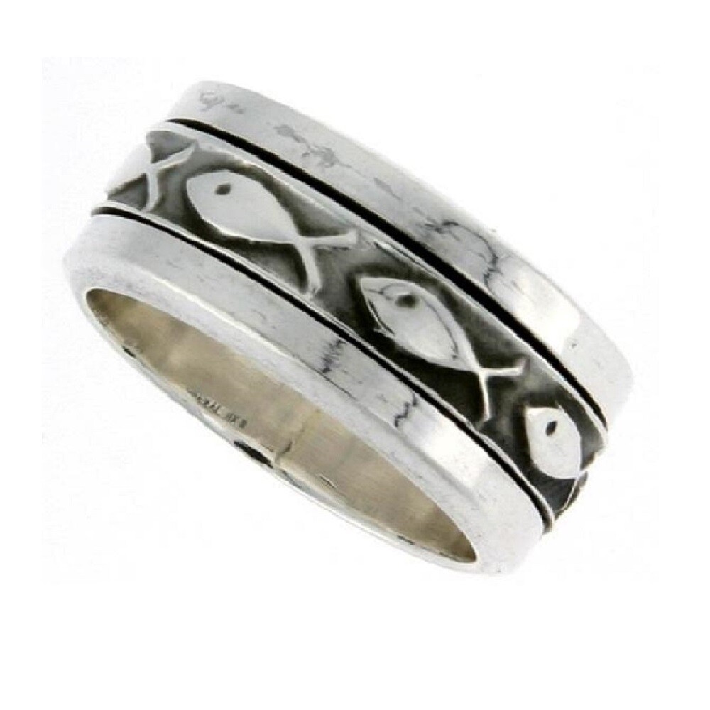 Handmade Sterling Silver Christian Fish Design Spinner Ring | eBay