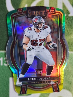 2022 Select Football Luke Goedeke Bucs Rookie Green Yellow Due Cut Club ...