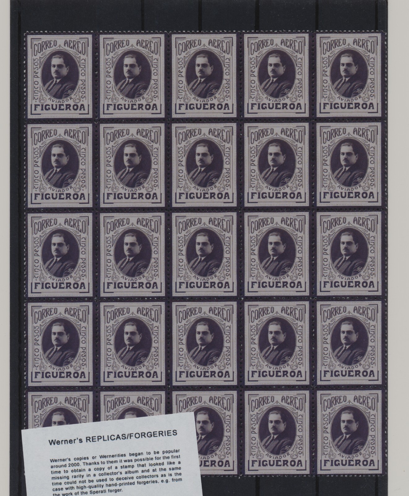 FORGERY - Werner's FORGERY/REPLICA of CHILE 1919 AIRMAIL Aviador ...