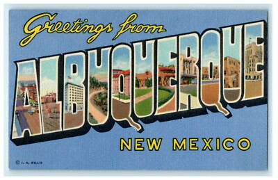c1940's Greetings From Albuquerque New Mexico NM Large Letter Spell Out ...