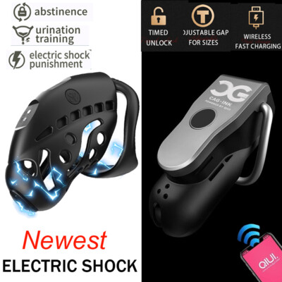 QIUI Bluetooth Male Chastity Device APP Remote Control Cage Ring ...