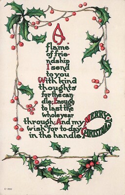 Christmas Poem Candle Friendship Sentiment Script Red Green Letters ...