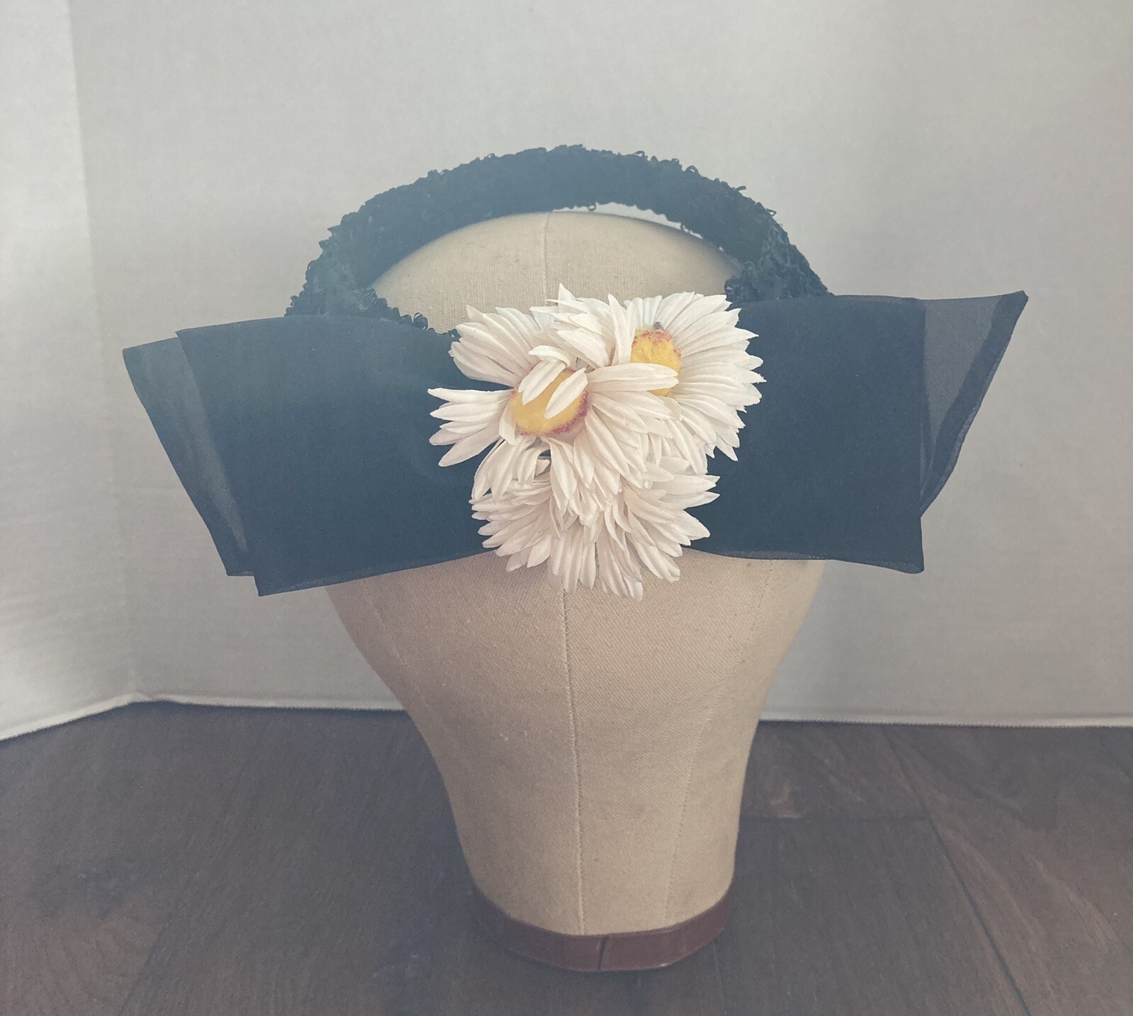 Vintage 1950s 1960s fascinator skull hat black w dais… - Gem
