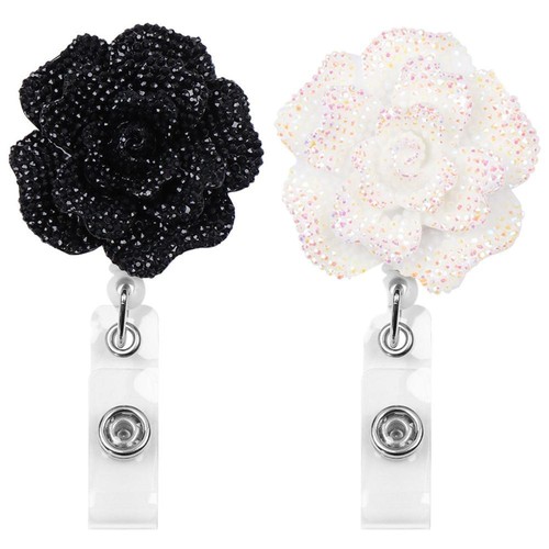 Clip Retractable Lanyards Badges Holder Rose Shape Key Ring Badge Reel ...