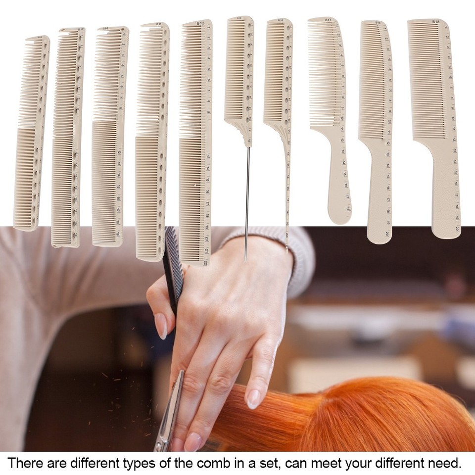 10Pcs Professional Hairdressing Comb Barber Hair Styling Cutting Comb ...
