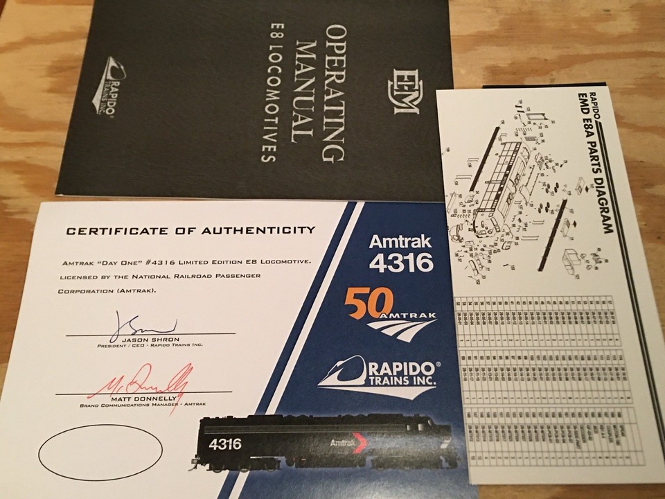 HO Rapido Amtrak Day One Early Black Scheme E8A Locomotive #4316 DCC ...