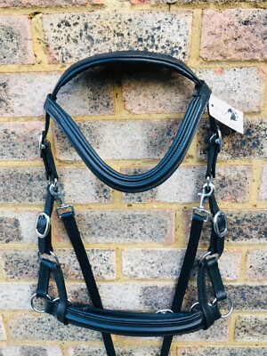BITLESS MULTI-BRIDLE SIDE PULL & CROSSOVER BLACK BROWN PADDED LEATHER ...